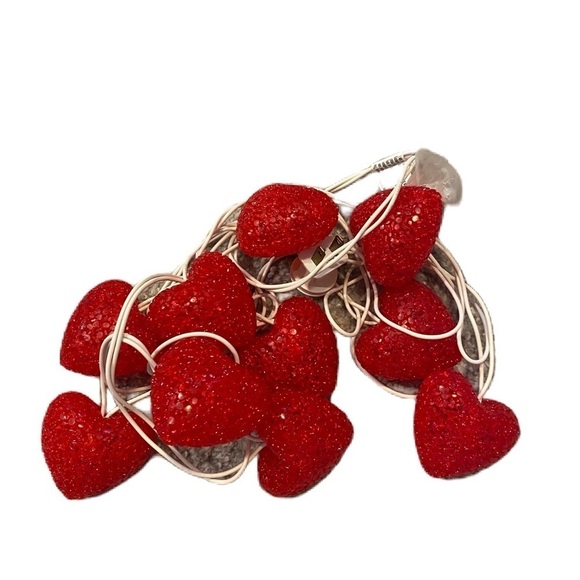 Holiday | Vintage Heart Shaped String Lights Red Valentines Day Decor ...